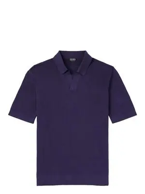 Zegna Slim-fit Cotton-piqué Polo Shirt - Blue