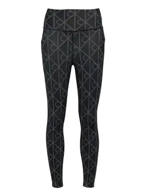 Calvin Klein Monogram-print Performance Leggings - Black