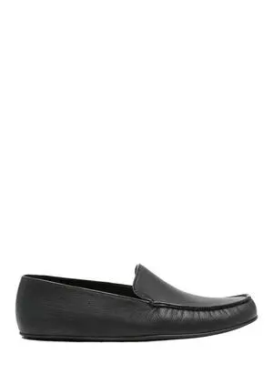 THE ROW Leo Grained Whipstitch Loafers - Black