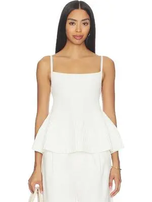 DL1961 Peplum Tank Top With Ribbed Texture - White