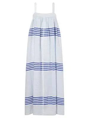 LEMLEM Eda Striped Cotton-gauze Midi Dress - Blue