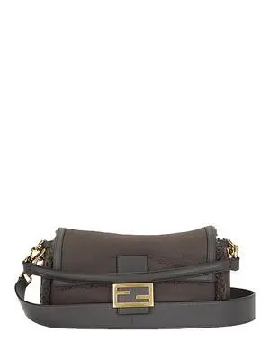 FWRD RENEW Fendi Shearling Baguette Shoulder Bag - Grey