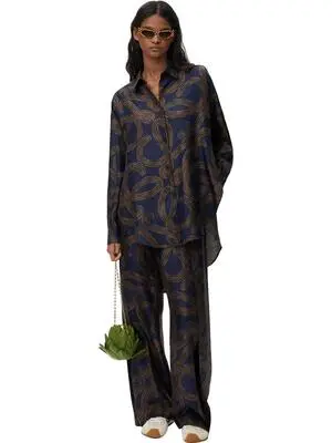 Loewe Shirt In Silk - Navy/brown