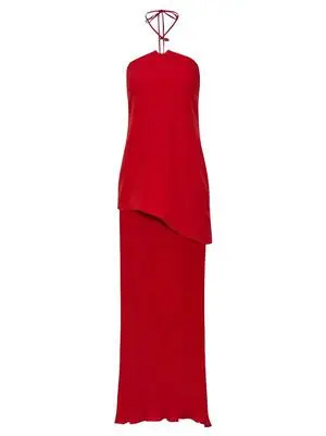 BAOBAB Gaia Halter-ring Pleated Maxi Dress - Red