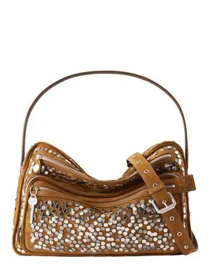 Acne Studios Embellished Suede Shoulder Bag - Brown