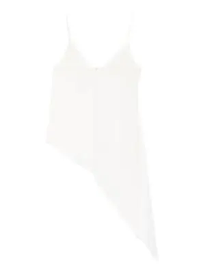 COVERT Asymmetric-hem V-neck Top - Neutrals