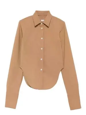 COVERT Long-sleeve Shirt With Curved Hem - Brown