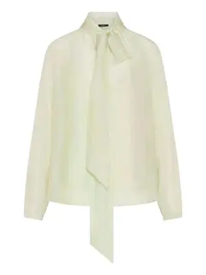 Seventy Pussy-bow Semi-sheer Blouse - Green