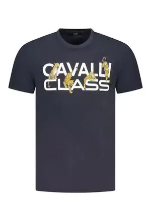 Roberto Cavalli Leopard-print Logo T-shirt Blue