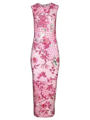 MARY KATRANTZOU Dionne Floral-print Gingham Midi Dress - Pink