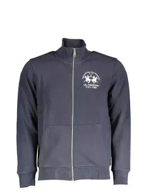 LA MARTINA Logo-embroidered Zip-up Cotton Sweatshirt - Blue
