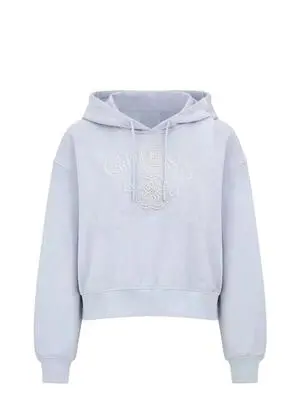 Guess Logo-embroidered Cropped Hoodie - Blue