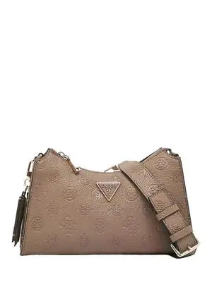 Guess Cresidia Embossed Logo Crossbody Bag - Brown
