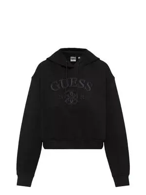 Guess Embossed Logo Drawstring Hoodie - Black