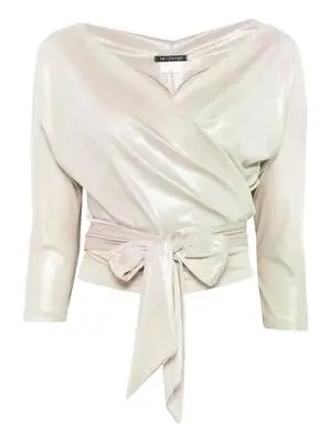 LE RJTANGE Wrap Blouse - Neutrals