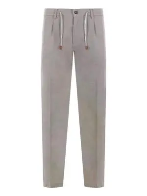 Eleventy Drawstring-waist Pleated Trousers - Grey