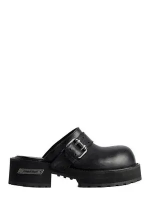 Balenciaga Buckle-strap Leather Mules - Black