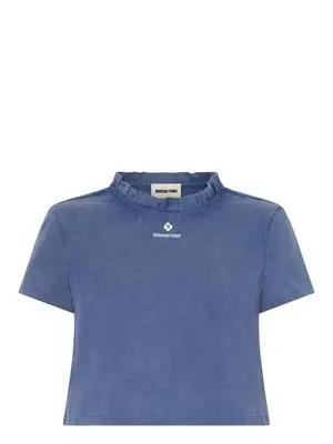 SHUSHU/TONG Embroidered Lace-trimmed T-shirt - Blue