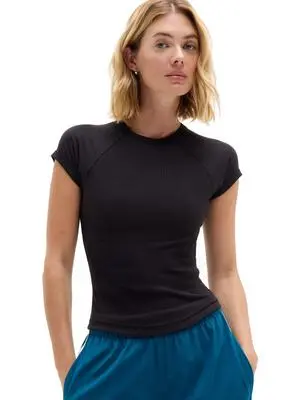 Athleta Perfect Ribbed Fitted T-Shirt Black