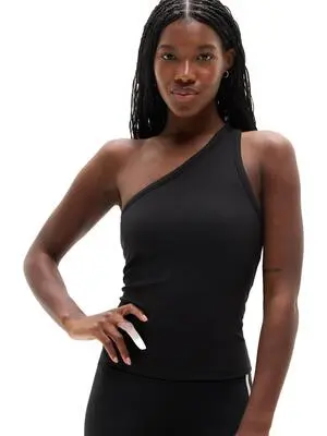 Athleta Signature Rib Asymmetrical One-Shoulder Top Black