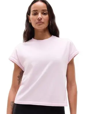 Athleta Airy Cotton Terry Relaxed Fit Sweatshirt Tee - Ballet