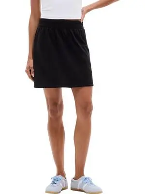 Athleta Airy Cotton Terry Mini Skirt - Black