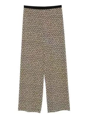 SIYU Geometric-print Wide-leg Trousers - Neutrals