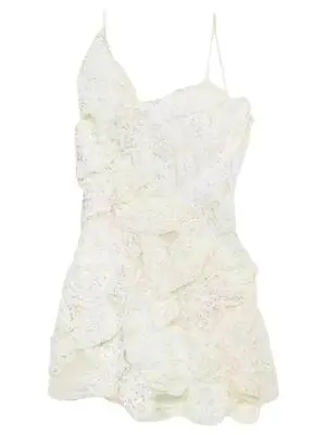 Blumarine Butterfly-embroidered Mini Dress - Neutrals