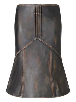 SHUSHU/TONG Leather Midi Skirt - Brown