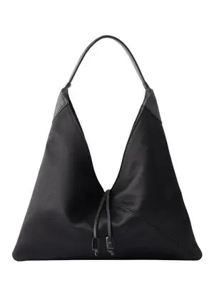 HUNTING SEASON Origami Medium Leather-trimmed Satin Shoulder Bag - Black