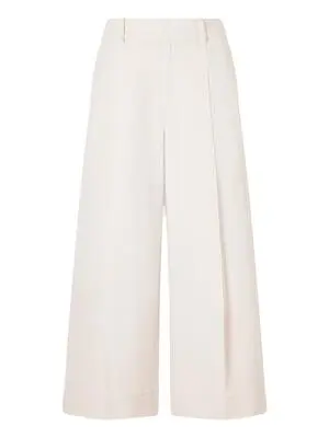 Brunello Cucinelli Cotton-blend Wide-leg Trousers - Neutrals