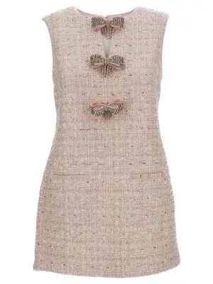 SELF-PORTRAIT Mini Dress With Sequins And Bows - Rose