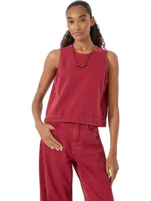 HUSH Valerie Denim Shell Top - Red