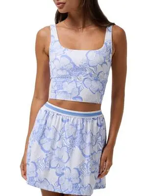 Travis Mathew Moveknit Floral Crop Tank - Cornflower Blue Multi