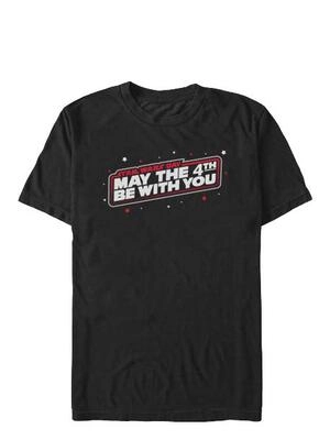 STAR WARS May The Fourth Red Outline Short Sleeve Graphic T-shirt - Black