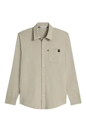 ASHWORTH GOLF Hightide Long Sleeve Cotton Blend Performance Shirt Moss