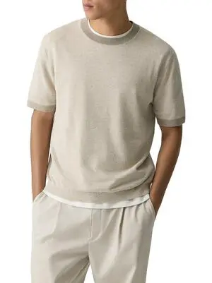 Theory Linen & Silk Crewneck Tee - Silver Cloud