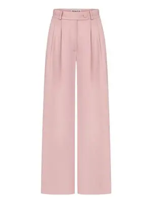 MALVA FLOREA High-waisted Loose-fitting Pants - Powder
