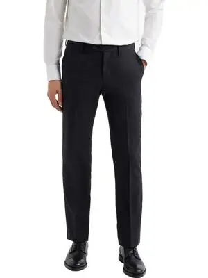 Berle Flat-front Tropical Weight Wool Dress Pants - Charcoal Gray