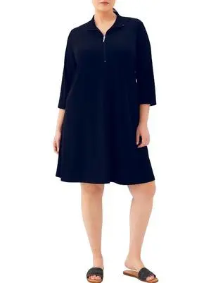 Karen Kane Half Zip Travel Jersey Dress - Navy
