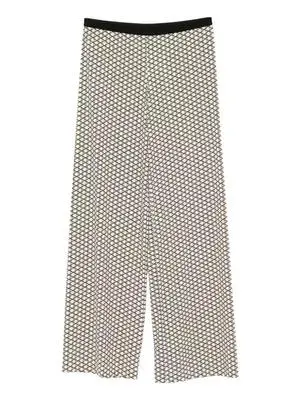 SIYU Geometric Print Wide-leg Trousers - Neutrals