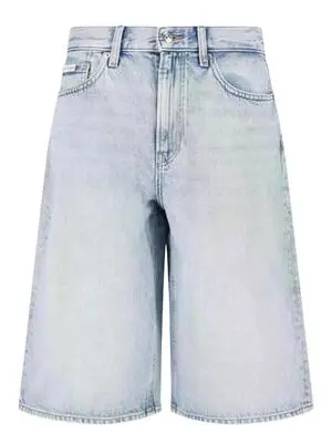 Calvin Klein Denim Shorts With Logo Patch - Blue