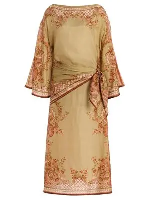 Zimmermann Aster Silk Scarf Detailed Midi Dress - Multi