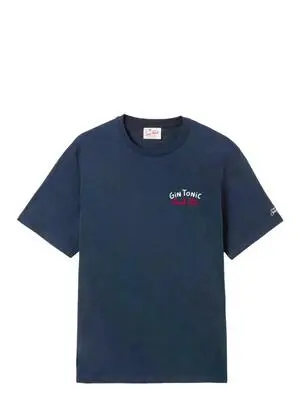MC2 SAINT BARTH Portland T-shirt With Gin Tonic Beach Club Front/back Embroidery - Blue