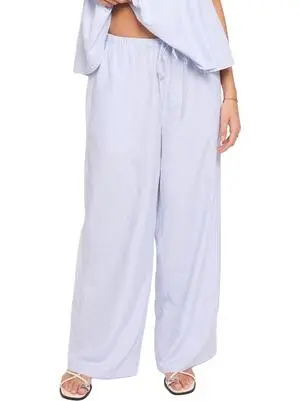 PETAL & PUP High-rise Wide Leg Drawstring Pants - Blue Gingham