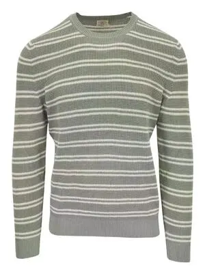 Faherty Brand Striped Pattern Sweater - Green