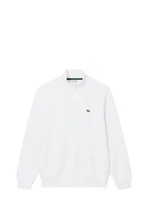 Lacoste Cotton Fleece Half Zip Pullover - White