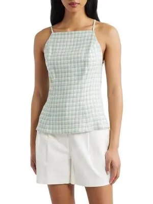 REFORMATION Finley Sleeveless Linen Top - Zephyr Check