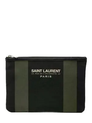 Saint Laurent 2016 Canvas Beach Zip Clutch - Black