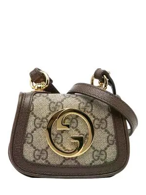 Gucci Gg Supreme Blondie Card Case On Strap - Neutrals